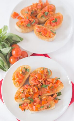 Mini Bruschetta with Cherry Tomatoes and Basil