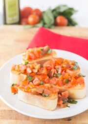 Mini Bruschetta with Cherry Tomatoes and Basil