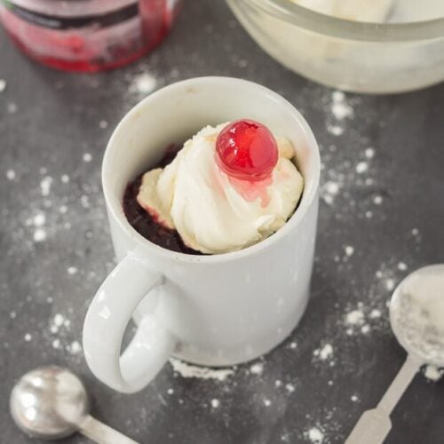 Cherry Sponge Mug Cake - Neils Healthy Meals