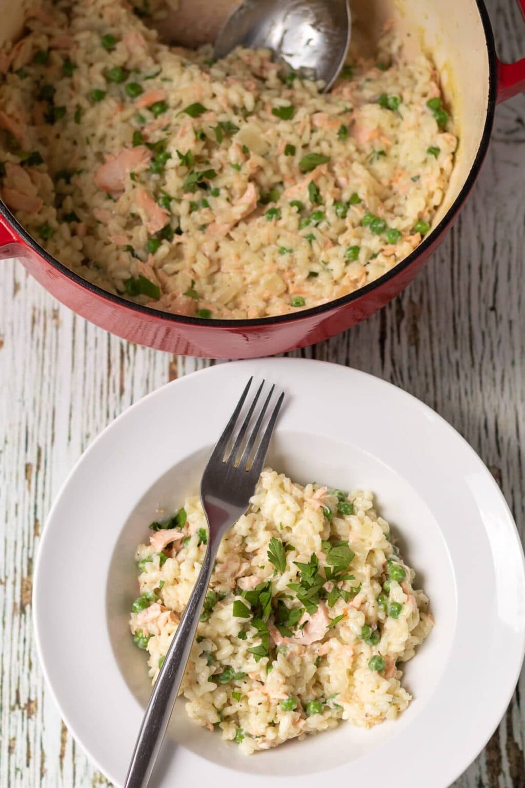 Creamy Salmon Risotto With Peas - Neils Healthy Meals